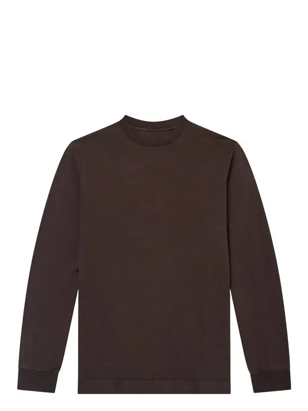 CASEY CASEY Felix Gabardine-trimmed Cotton-jersey T-shirt - Brown