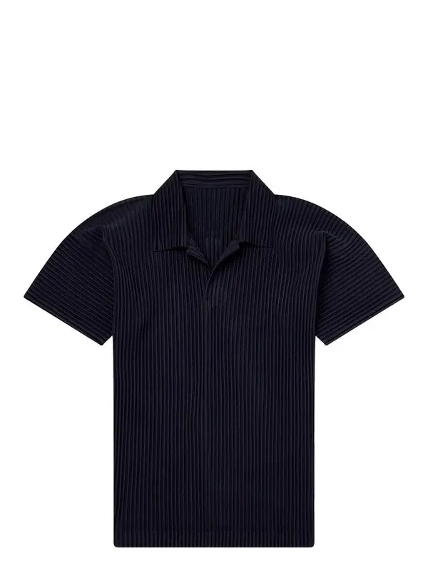 Issey Miyake Pleated Polo Shirt - Blue