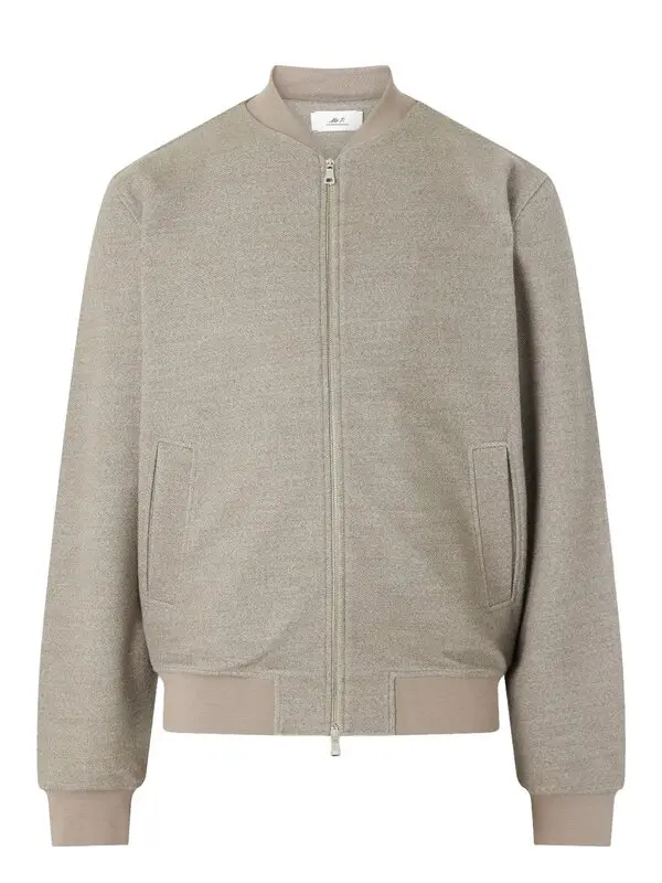 Mr P. Wool-blend Piqué Zip-up Bomber Jacket - Neutrals