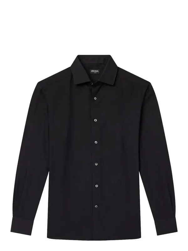 Zegna Cotton And Silk-blend Twill Shirt - Black