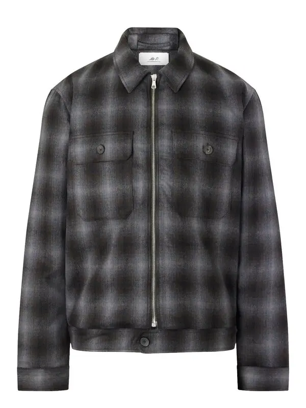 Mr P. Checked Virgin Wool Zip-up Jacket - Brown
