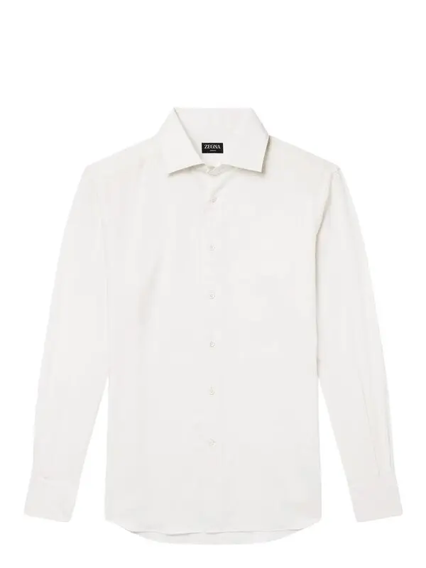 Zegna Cotton And Cashmere-blend Twill Shirt - White