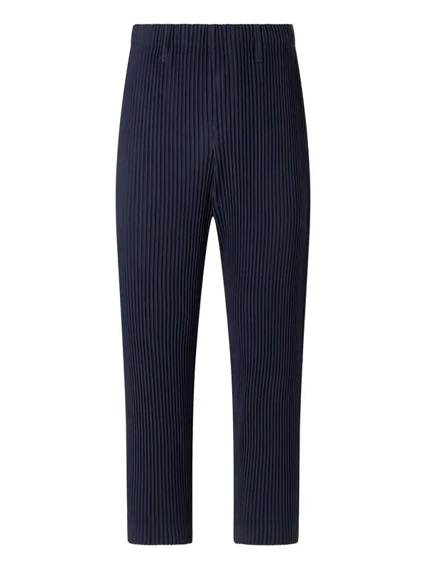 Issey Miyake Pleated Tapered-leg Trousers - Navy