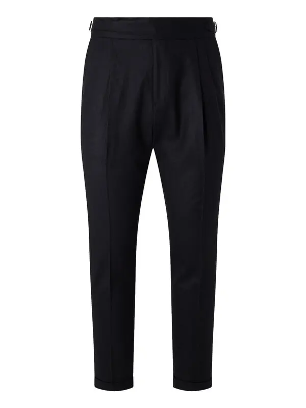 Mr P. Tapered Pleated Wool-flannel Suit Trousers - Black