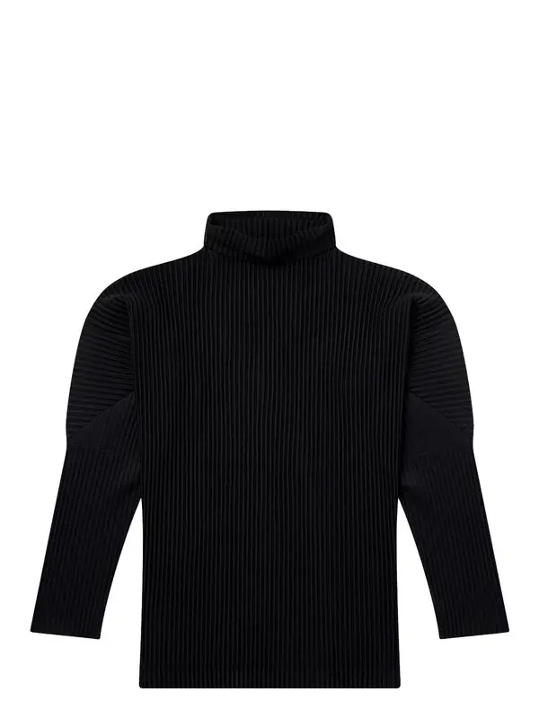 Issey Miyake Pleated Mock Neck T-shirt - Black