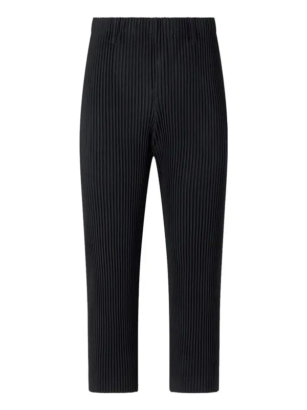 Issey Miyake Pleated Tapered-leg Trousers - Black
