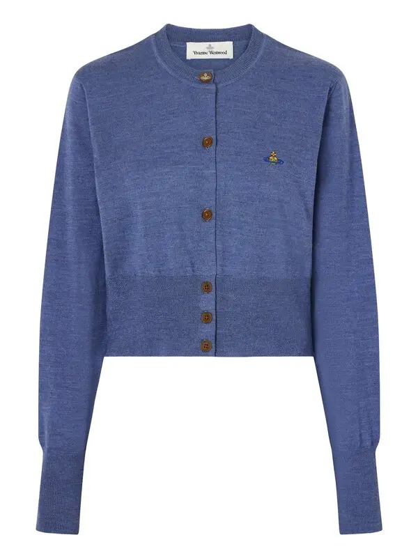 VIVIENNE WESTWOOD Bea Logo-embroidered Wool And Silk-blend Cardigan - Blue
