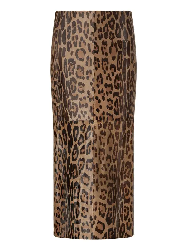 Stouls Winona Leopard-print Calf Hair Midi Skirt - Leopard Print