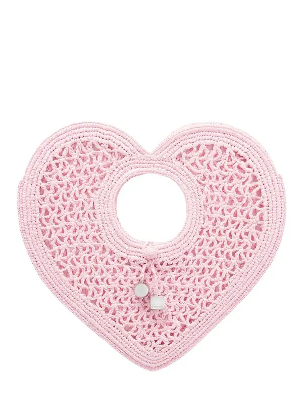 Jacquemus Le Spiaggia Coeur Leather-trimmed Raffia Tote Bag - Pink