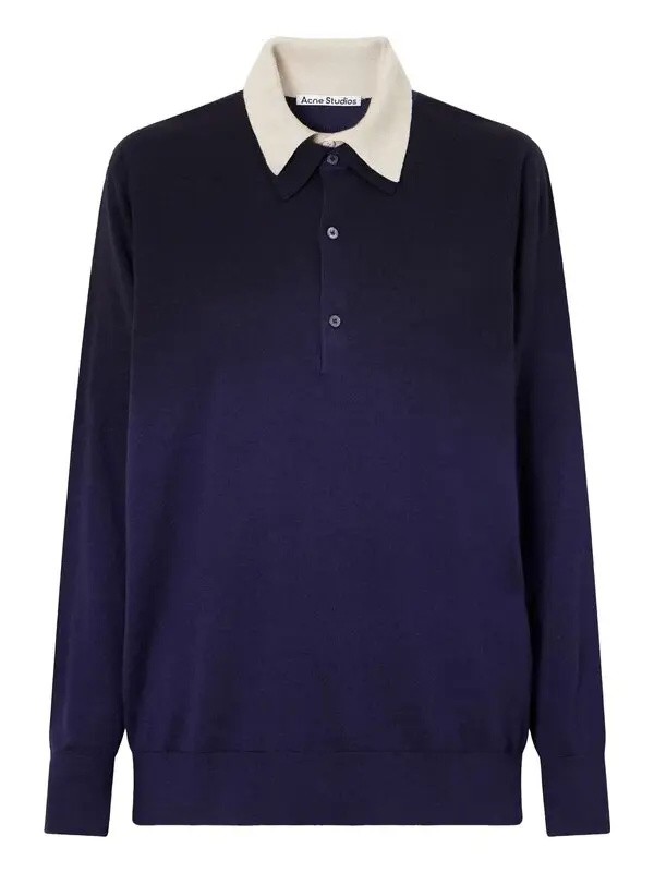 Acne Studios Layered Silk, Wool And Cashmere-blend Polo Sweater - Navy