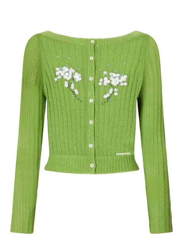 SHUSHU/TONG Embellished Knitted Cardigan - Green