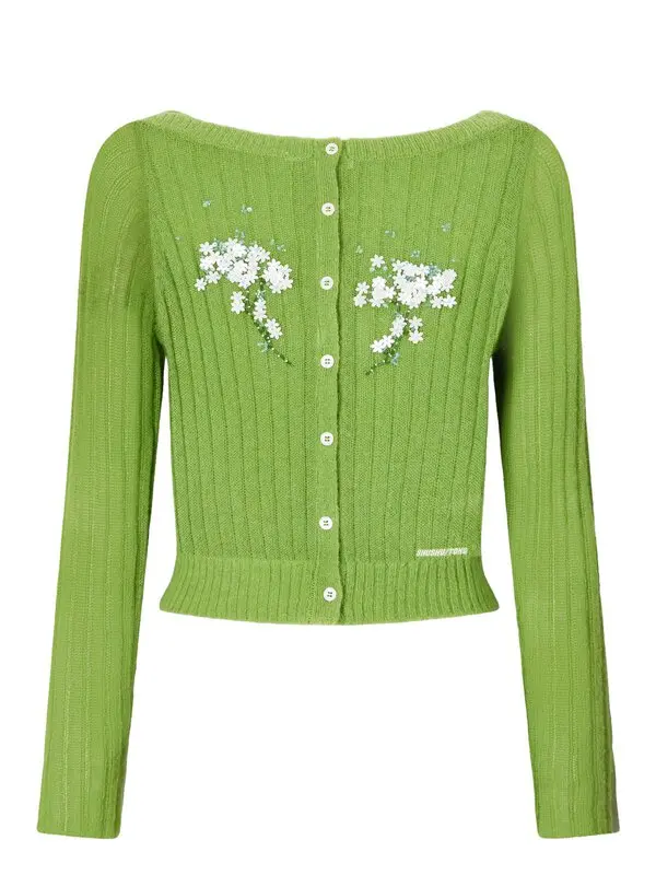 SHUSHU/TONG Embellished Knitted Cardigan - Green