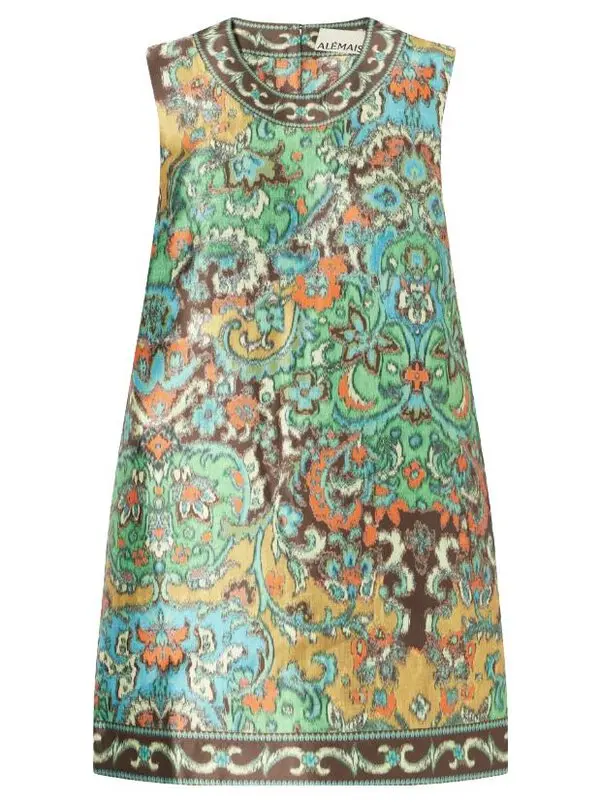 ALEMAIS Charlotte Floral-jacquard Satin Mini Dress - Green