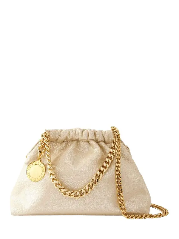 Stella McCartney Falabella Mini Metallic Vegetarian Material Drawstring Bag - Gold