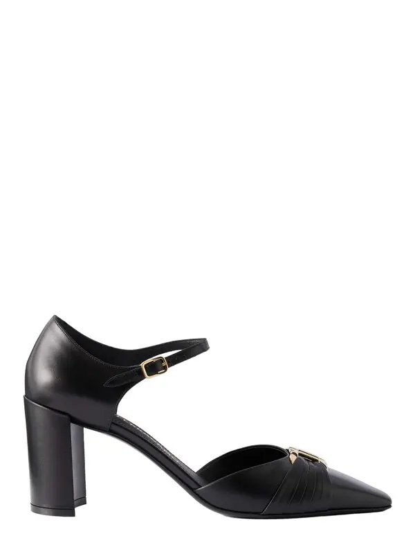 FERRAGAMO Migea 70 Buckle-detailed Leather Pumps - Black