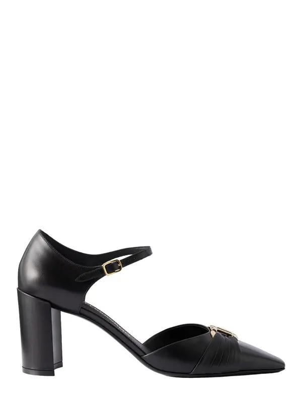 FERRAGAMO Migea 70 Buckle-detailed Leather Pumps - Black