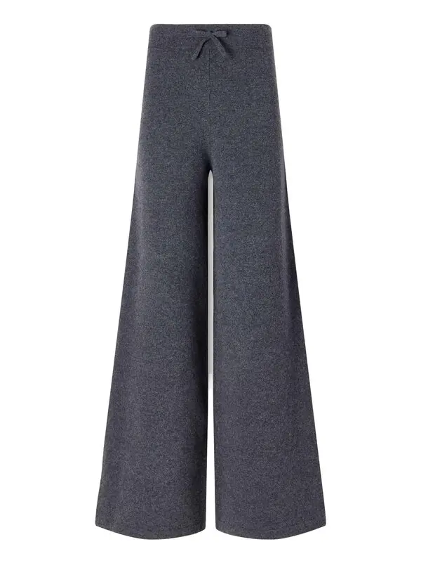 YVES SALOMON Drawstring Wool-blend Wide-leg Pants - Gray