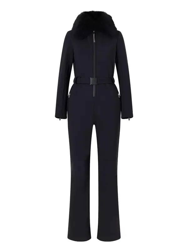 YVES SALOMON Shearling-trimmed Belted Ski Suit - Black