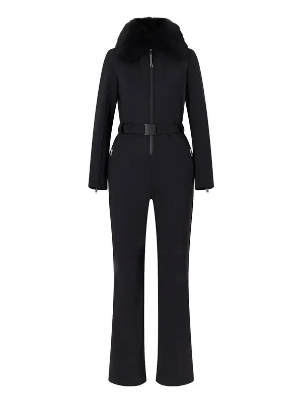 YVES SALOMON Shearling-trimmed Belted Ski Suit - Black