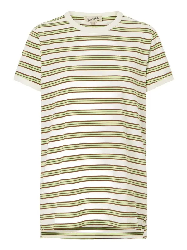 SANDERLAK Striped Cotton-jersey T-shirt - Green