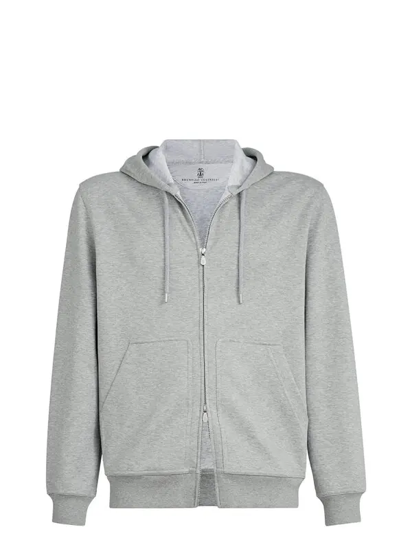 Brunello Cucinelli French Terry Zip-up Hoodie - Grey