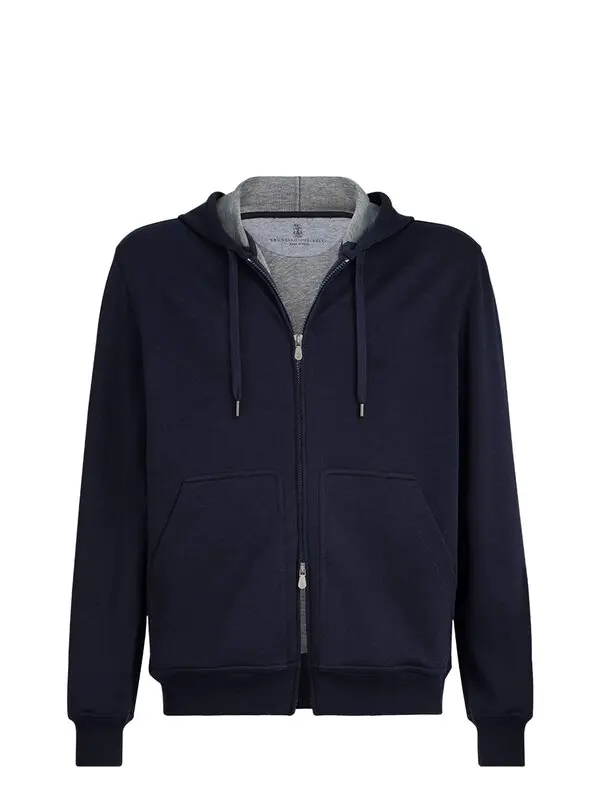Brunello Cucinelli French Terry Zip-up Hoodie - Blue