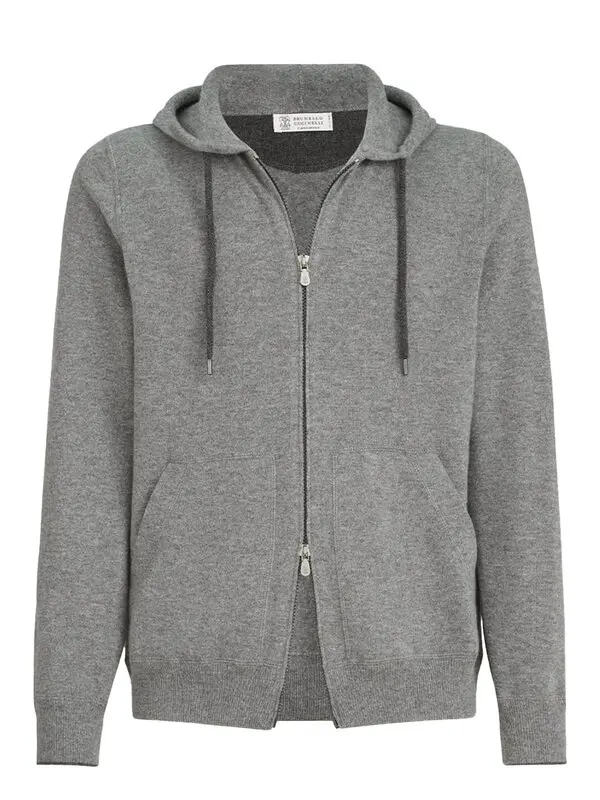 Brunello Cucinelli Cashmere Hooded Cardigan - Grey