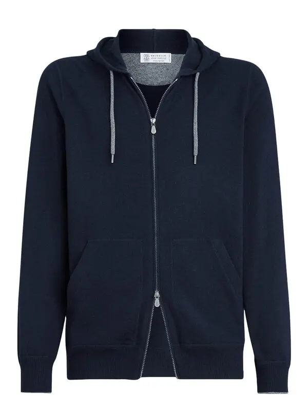 Brunello Cucinelli Cashmere Hooded Cardigan - Blue