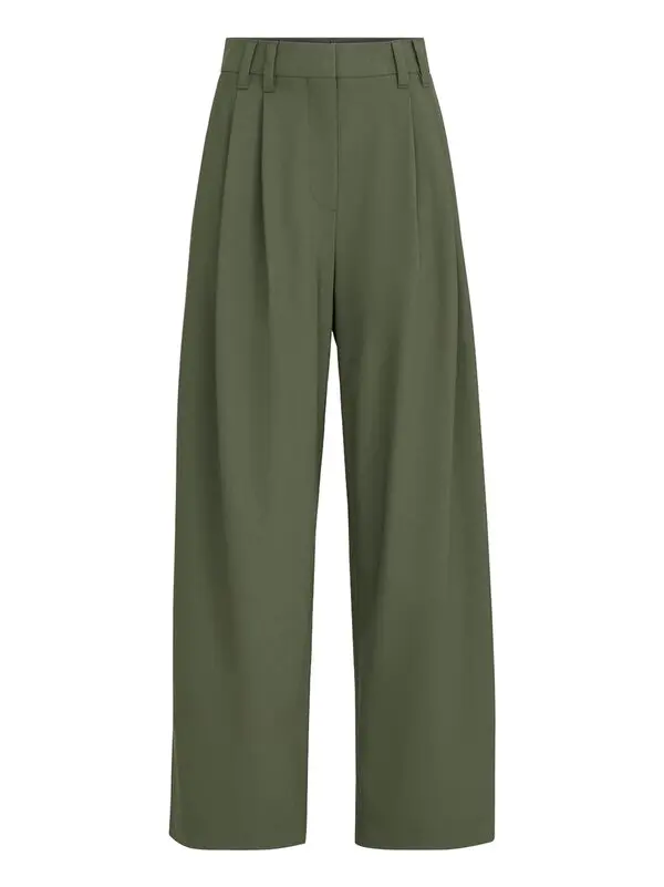 Brunello Cucinelli Tropical Luxury Wool Tailored Trousers - Green