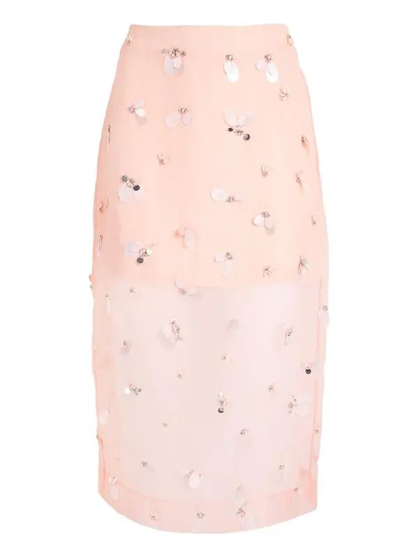 Simkhai Embellished Organza Delilah Midi Skirt - Pink