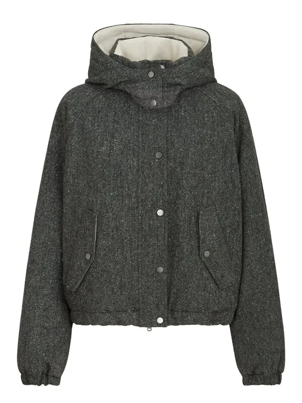 Brunello Cucinelli Down Virgin Wool-blend Hooded Jacket - Black