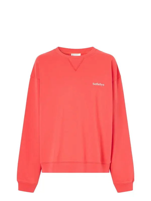 FRAME Logo-embroidered Cotton-jersey Sweatshirt - Red