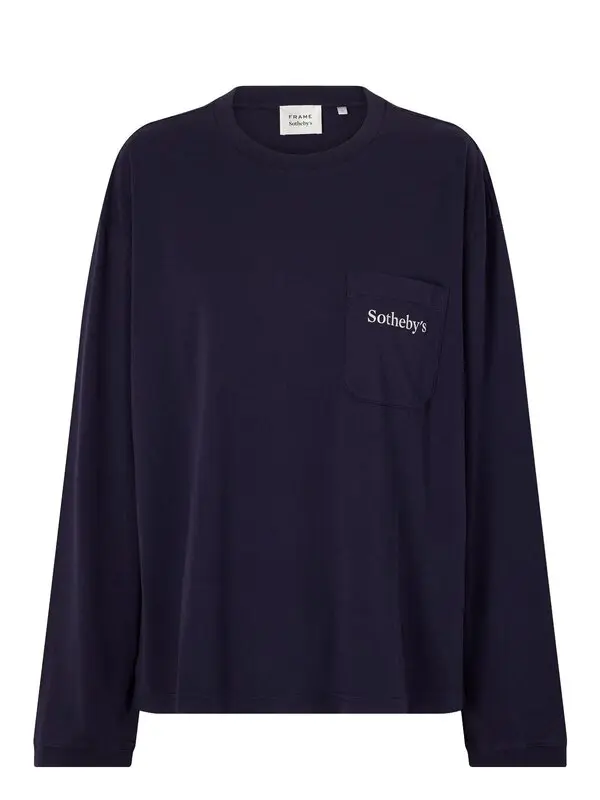 FRAME Logo-embroidered Cotton-jersey Sweatshirt - Blue