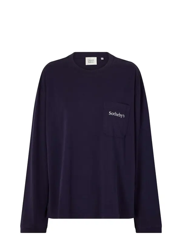 FRAME Sotheby's Logo-embroidered Cotton-jersey Sweatshirt - Navy