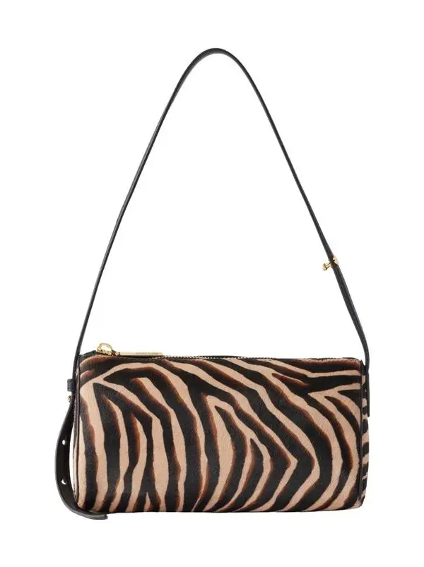 Veronica Beard Ziger Animal-print Calf Hair Shoulder Bag - Black