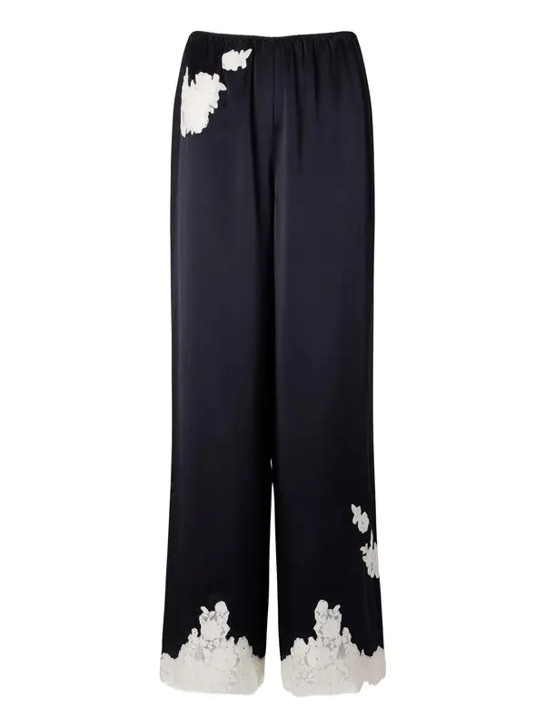 DÔEN Lavon Lace-trimmed Silk Pants - Black