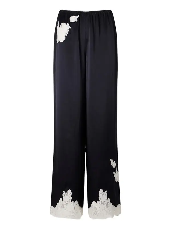 DÔEN Lavon Lace-trimmed Silk Trousers - Black