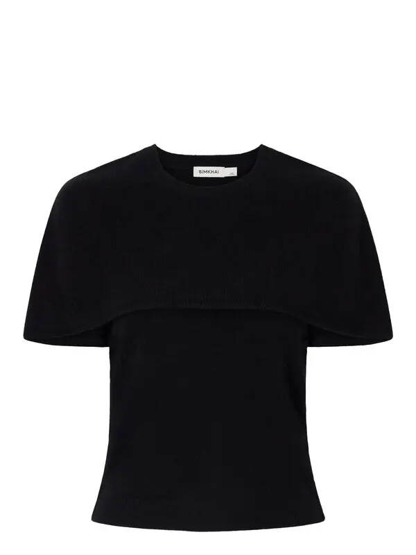 Simkhai Yuki Cape-effect Cashmere Top - Black