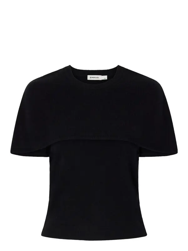 Simkhai Yuki Cape-effect Cashmere Top - Black