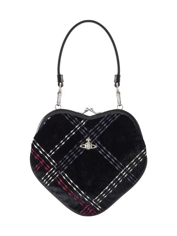 VIVIENNE WESTWOOD Belle Checked Velvet Mini Shoulder Bag - Black