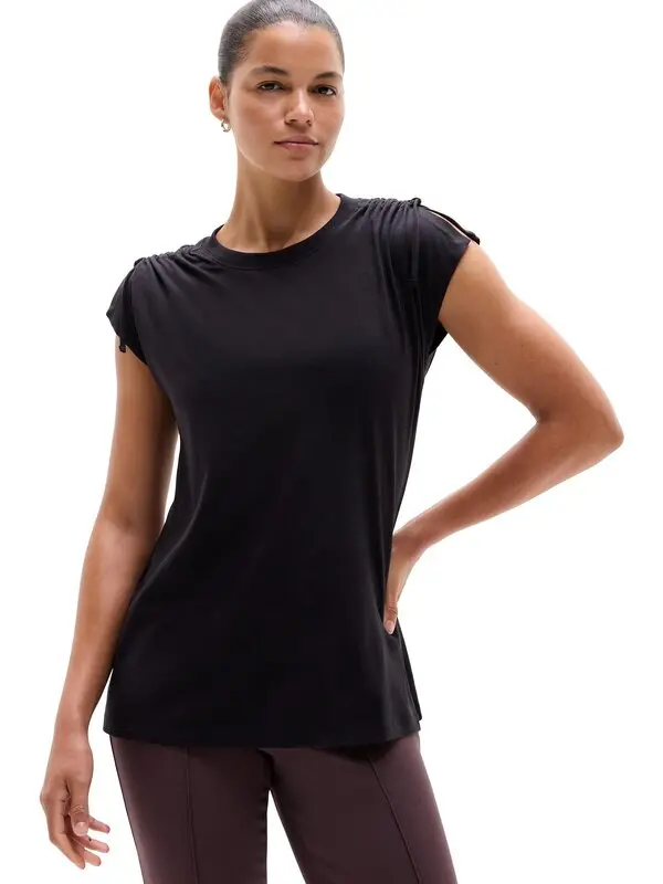 Athleta Favorite Cotton Cinched Tee - Black