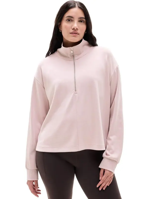 Athleta Seasoft Classic 1/4 Zip Sweatshirt - Halo