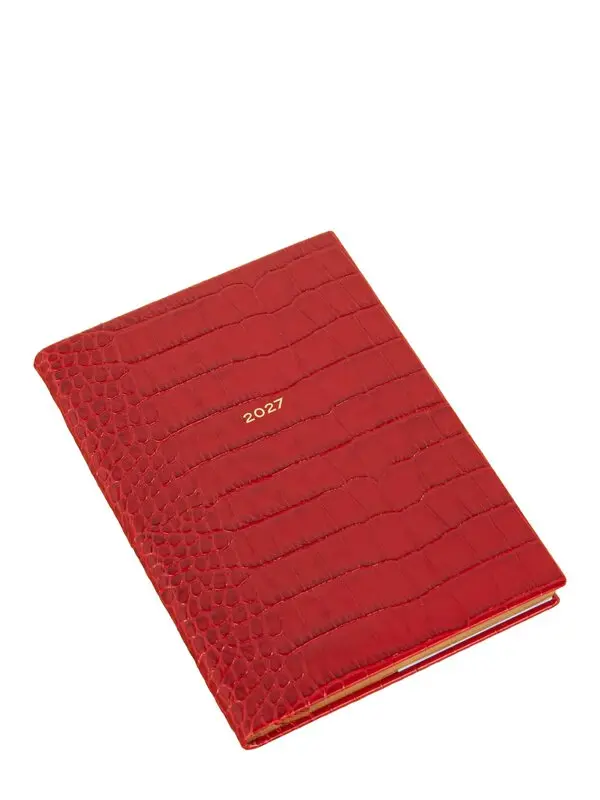 Smythson Mara 2027 Croc-embossed Leather Diary - Red