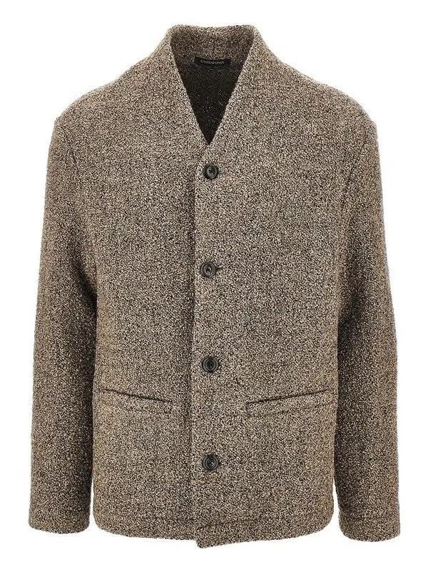 Emporio Armani Bouclé Wool-blend Jacket - Beige