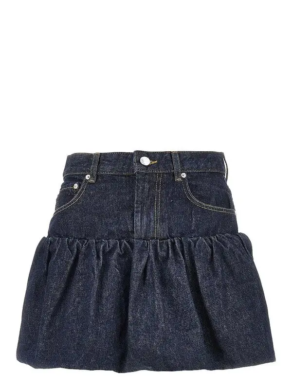 GANNI Denim Mini Bubble Skirt - Blue