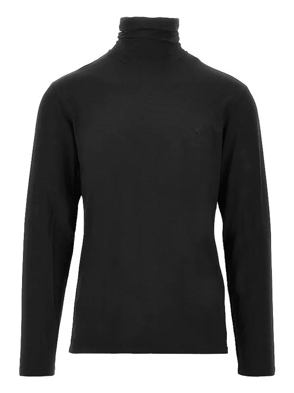 EA BODYWEAR Tretch Jerey Turtleneck Top - Black