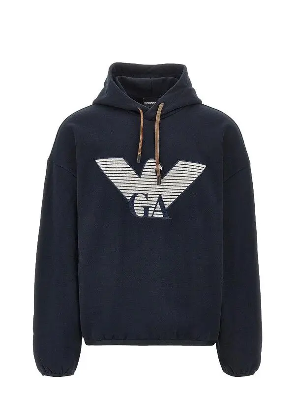 Emporio Armani Cotton And Silk Hoodie An - Blue