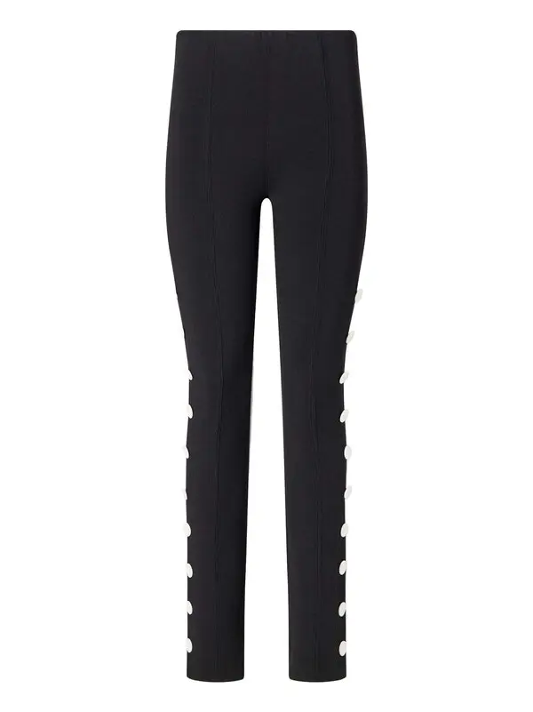 Proenza Schouler Button-embellished Stretch-jersey Skinny-leg Pants - Black