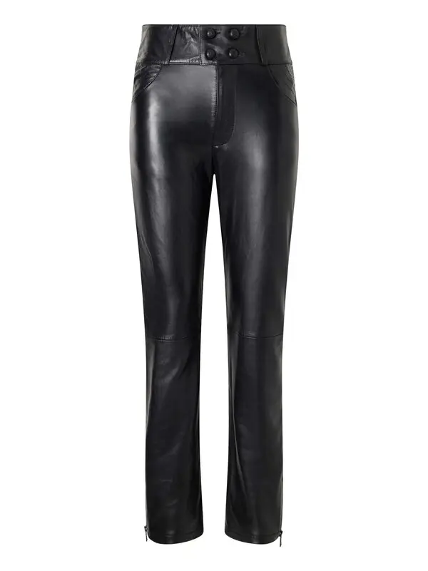 BLAZÉ MILANO Darryl Leather High-rise Straight-leg Pants - Black