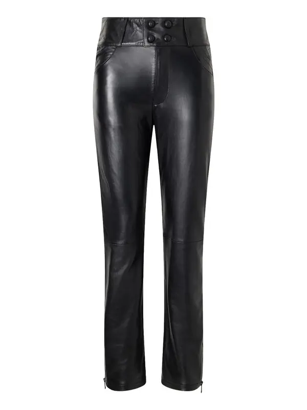 BLAZÉ MILANO Darryl Leather High-rise Straight-leg Pants - Black